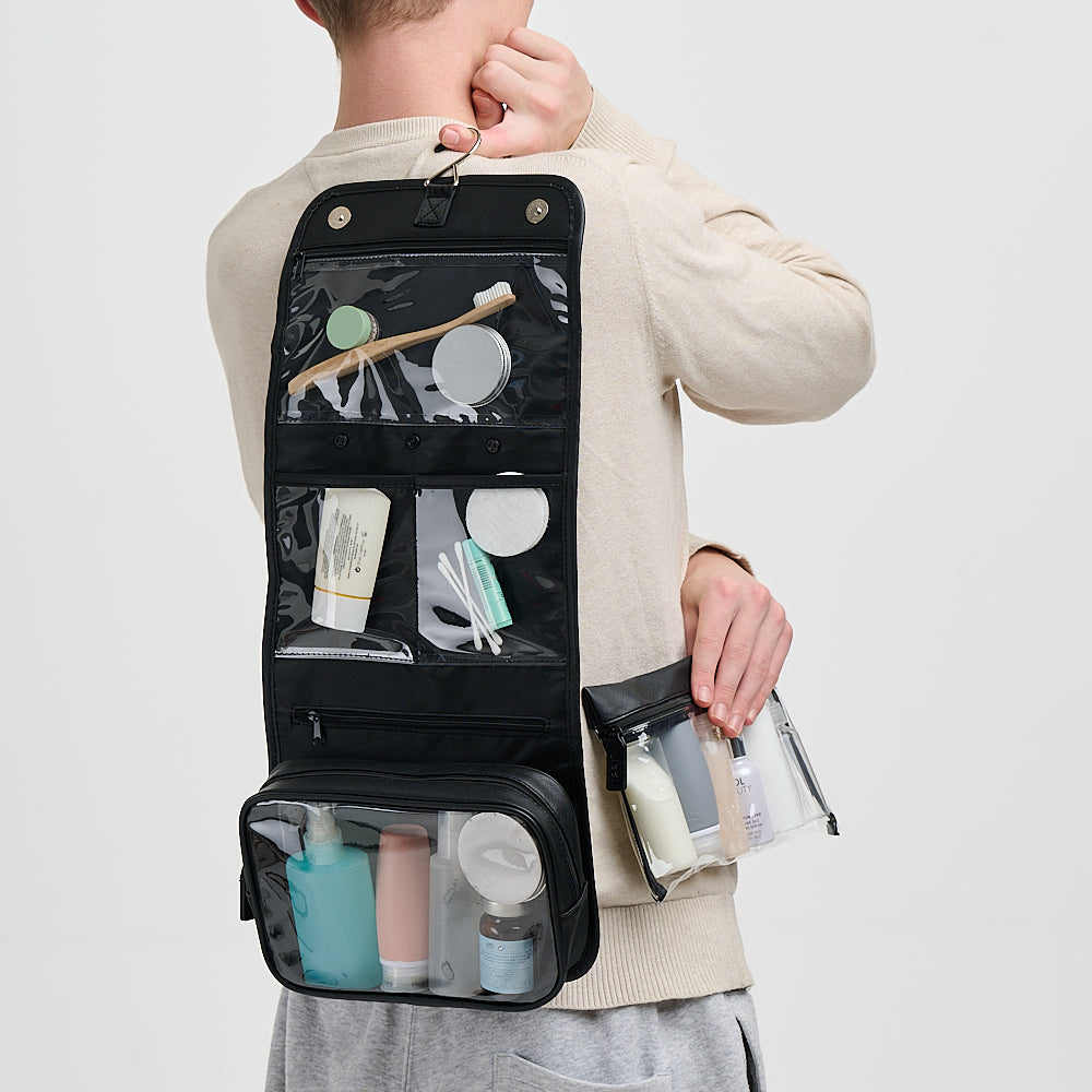 'Emma' 3 in 1 Hanging Wash Bag in Black – Victoria Green