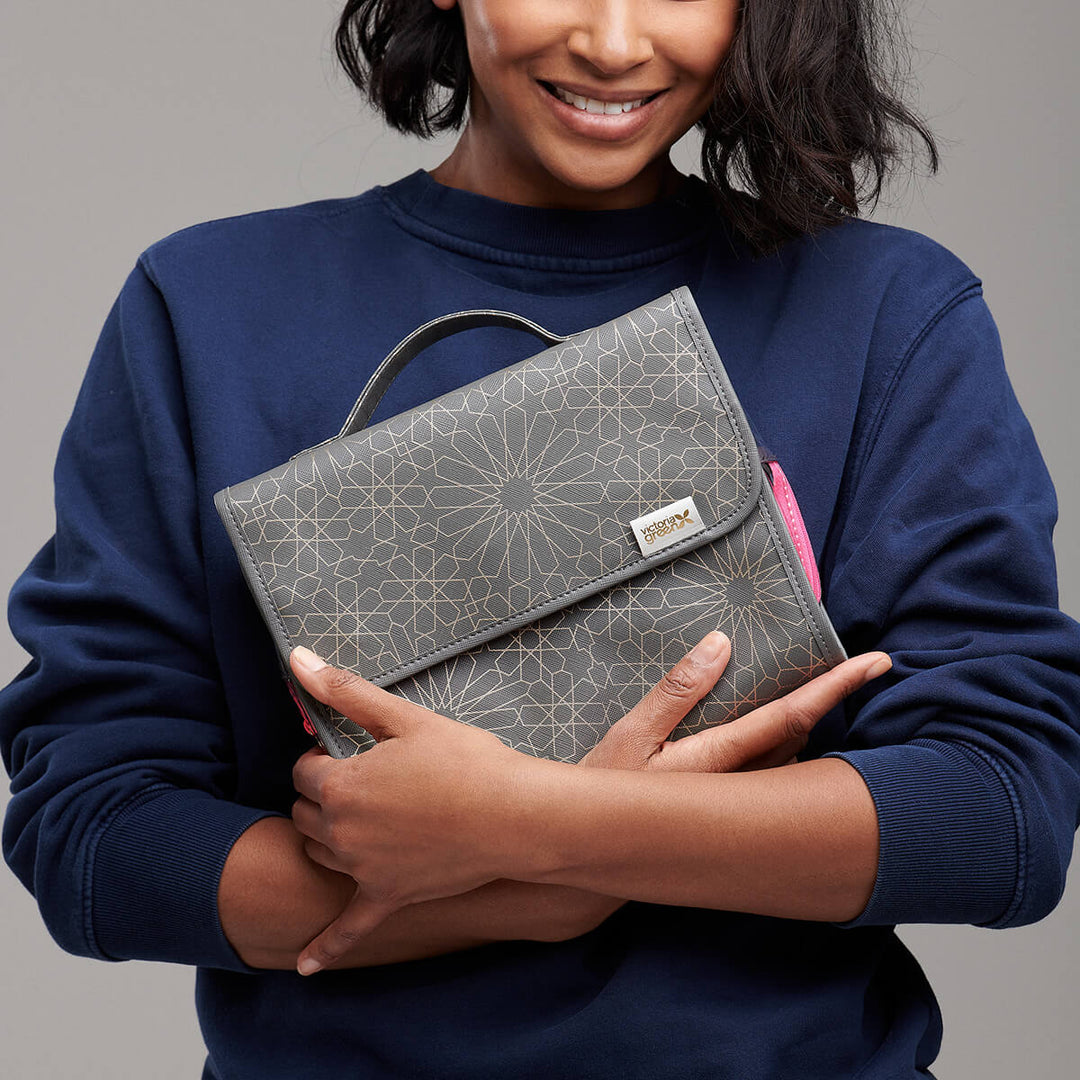 'Emma' Hanging Wash Bag in Mandala Charcoal | Victoria Green